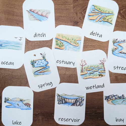 Landforms Three-part Cards: Montessori-inspired Flashcards for - Etsy ...