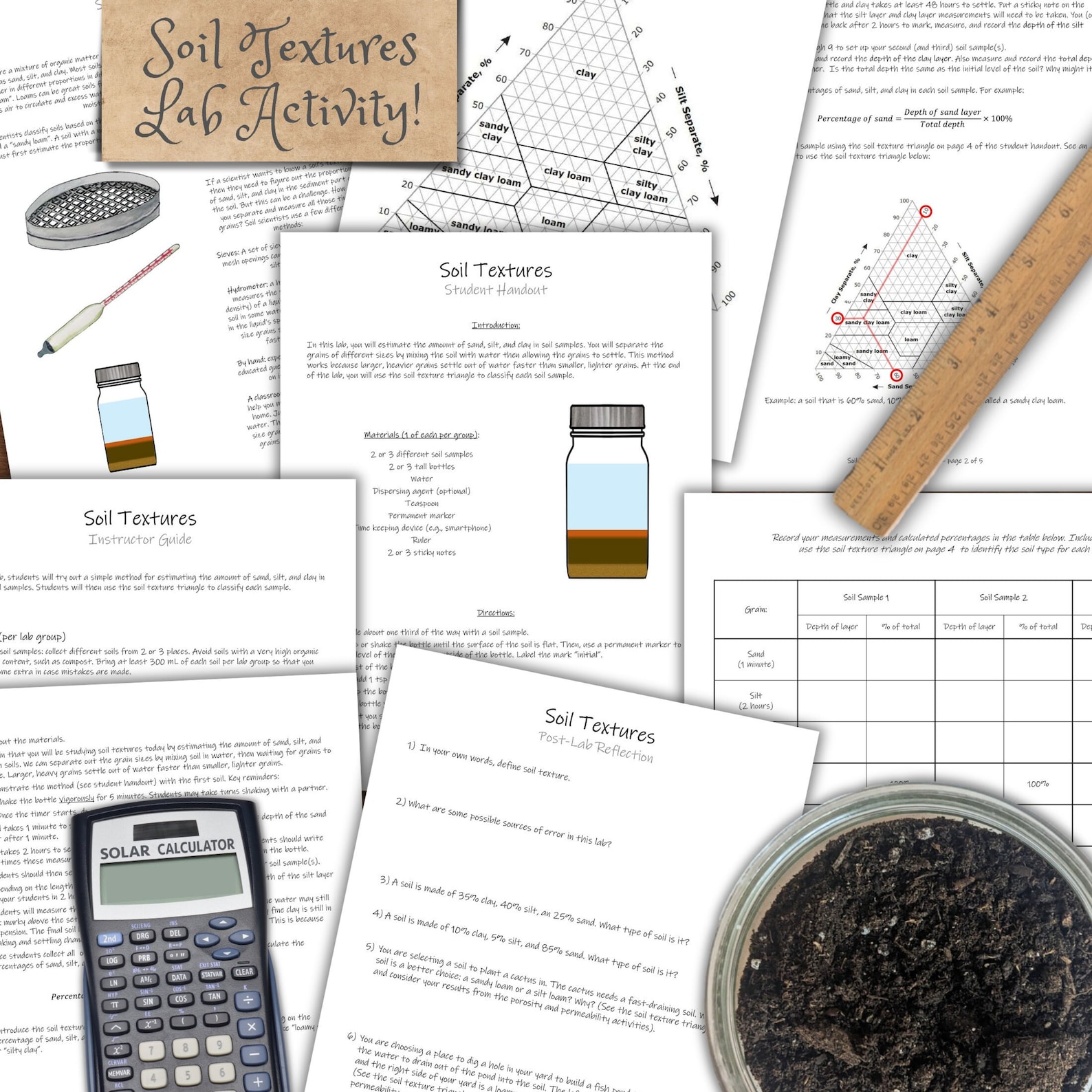 Soil Textures Lab Activities: Science Project With Worksheets, Handouts ...