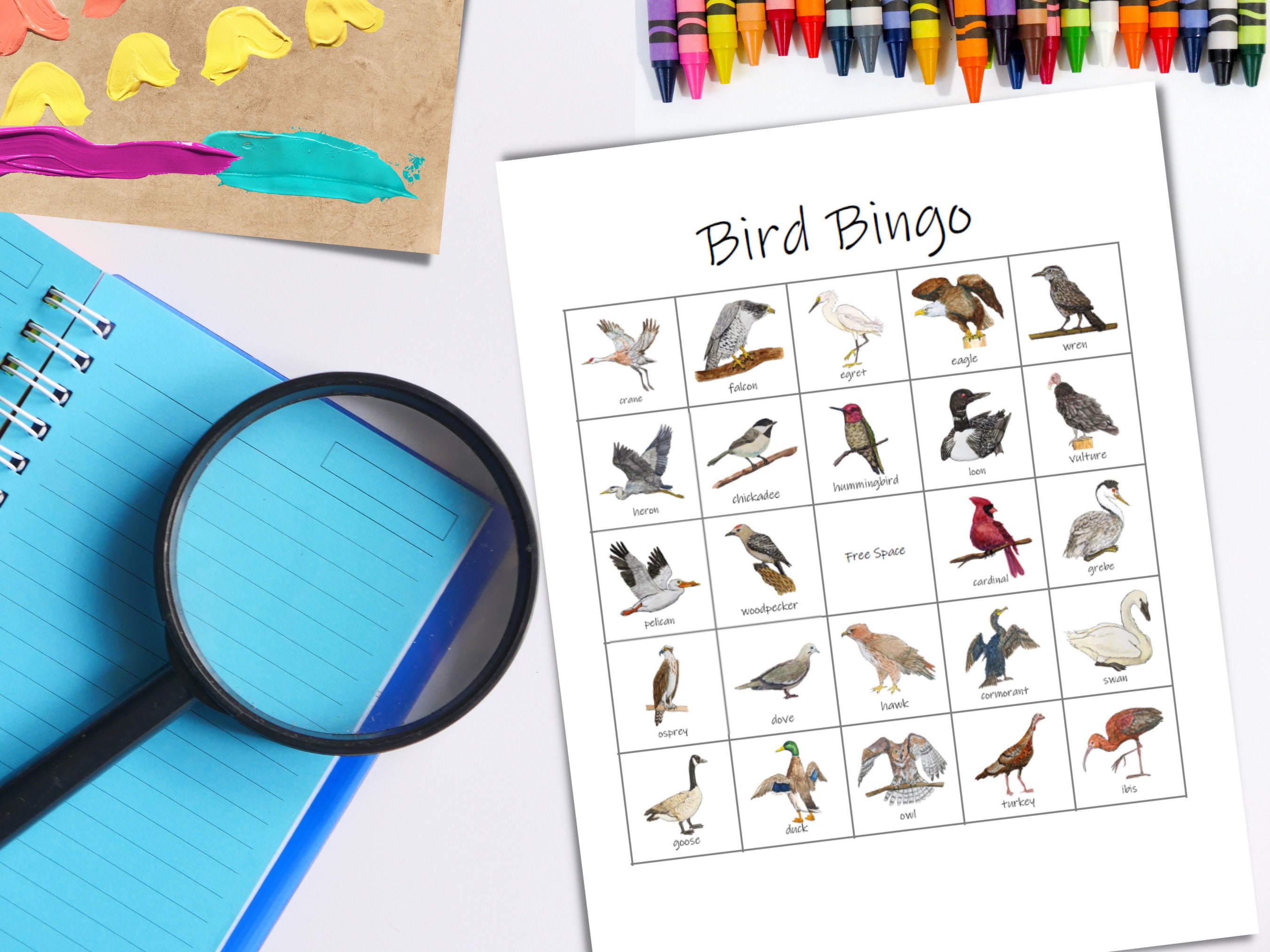 Bird Bingo Set: 20 Unique Bingo Cards With Calling Cards Kids' Birthday ...