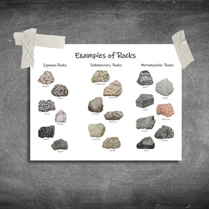 Common Rocks Classroom Poster: Igneous, Sedimentary, & Metamorphic ...