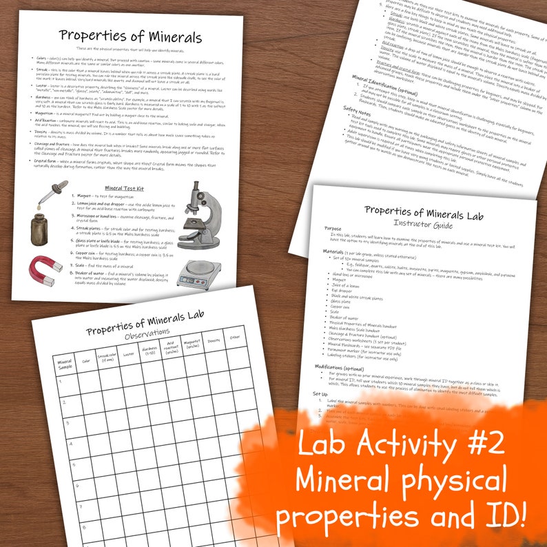 Minerals Mini Study: Geology Lab Activities (PDF Download) - Etsy