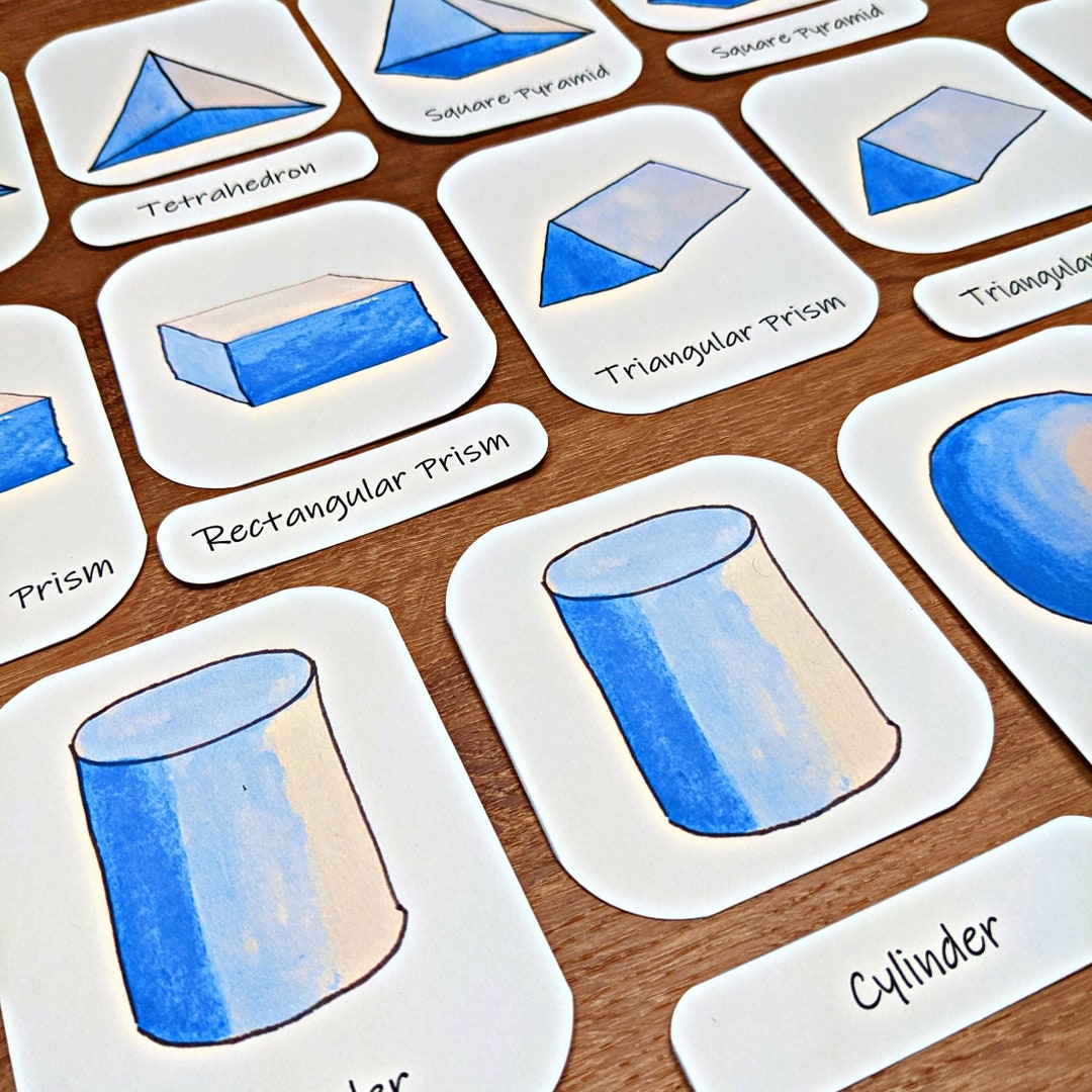 3D Shapes: Three-part Cards Printable Flashcards for Kids With Common ...