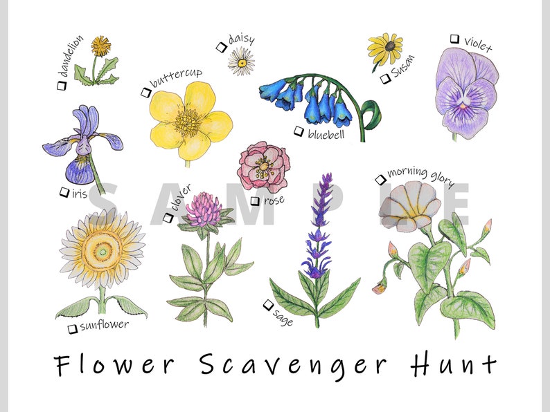 Flower Scavenger Hunt: Printable Outdoor Party Game Camping - Etsy