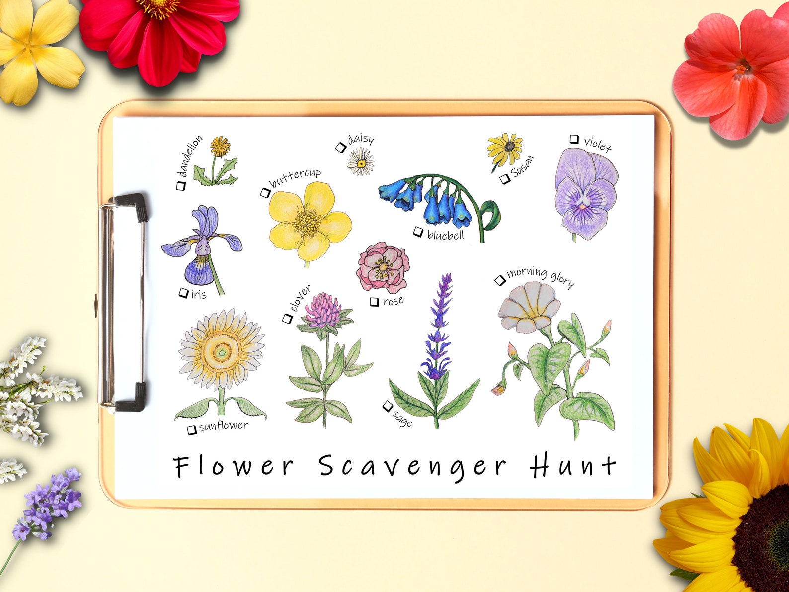 Flower Scavenger Hunt: Printable Outdoor Party Game Camping - Etsy