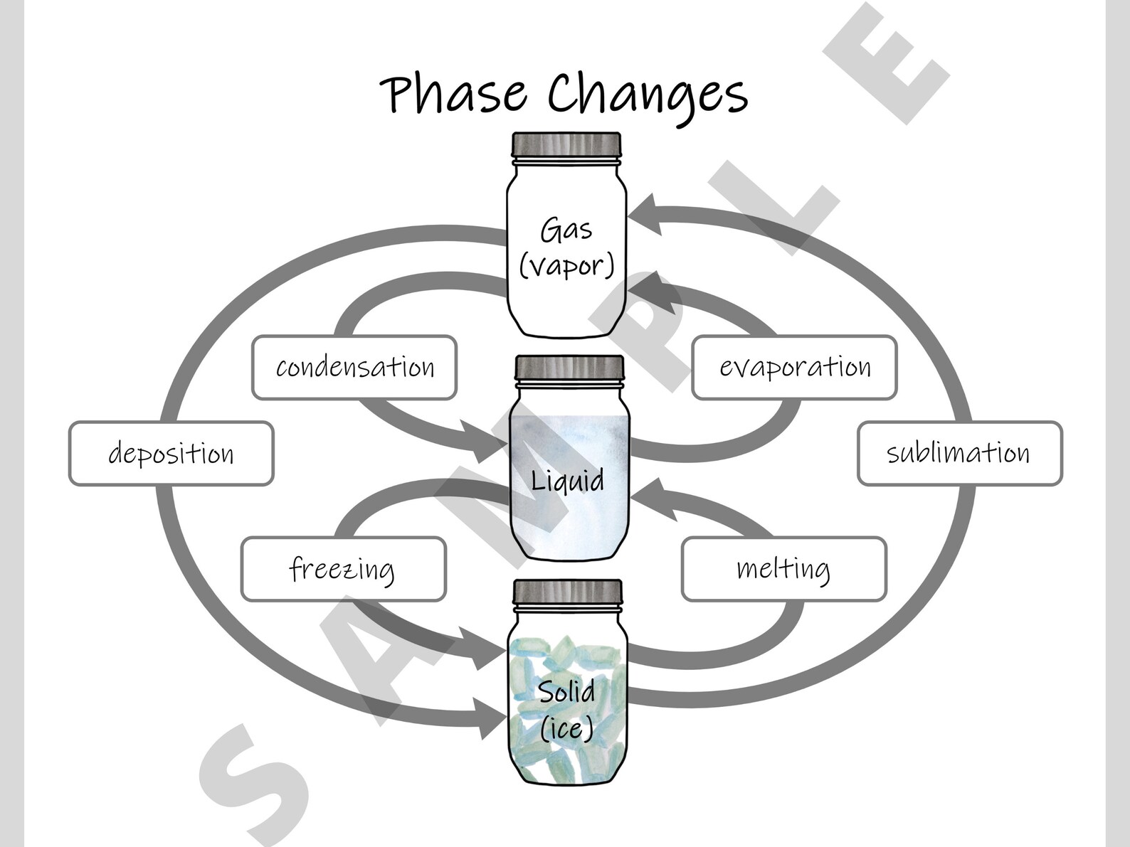 Phase Change Diagram: Phases of Water Classroom Poster, Science Diagram ...