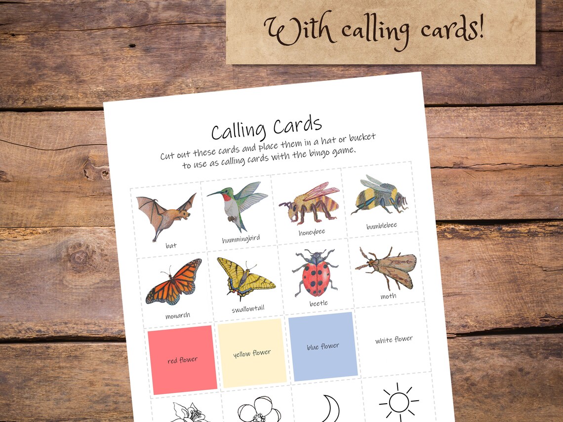 Pollinator and Plant Bingo: Set of 20 Unique Bingo Cards With Calling ...