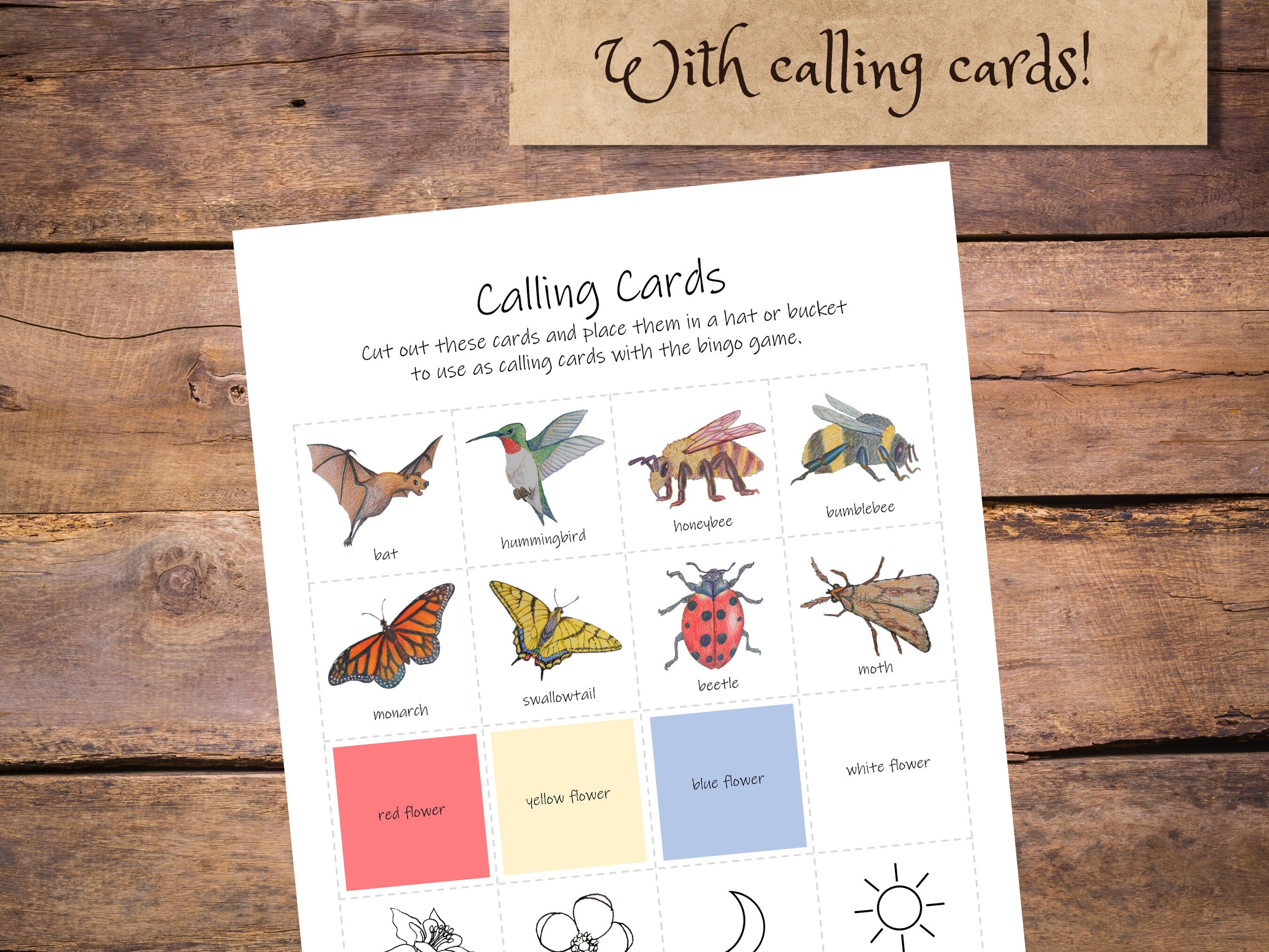 Pollinator and Plant Bingo: Set of 20 Unique Bingo Cards With Calling ...