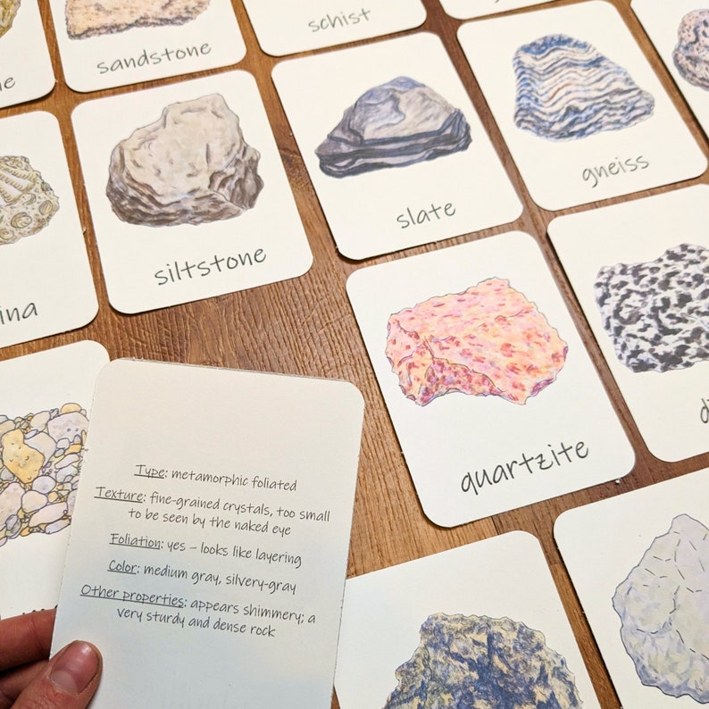 Rock ID Flashcards: Identify Common Igneous, Sedimentary, & Metamorphic ...