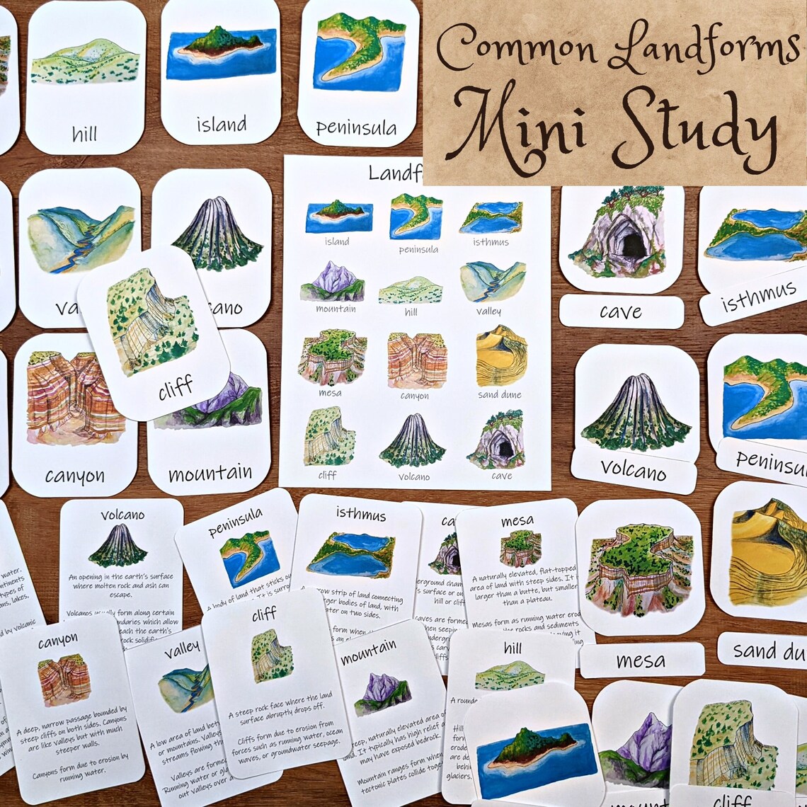 Common Landforms Mini Study: Geography Unit for Kids With Three-part ...