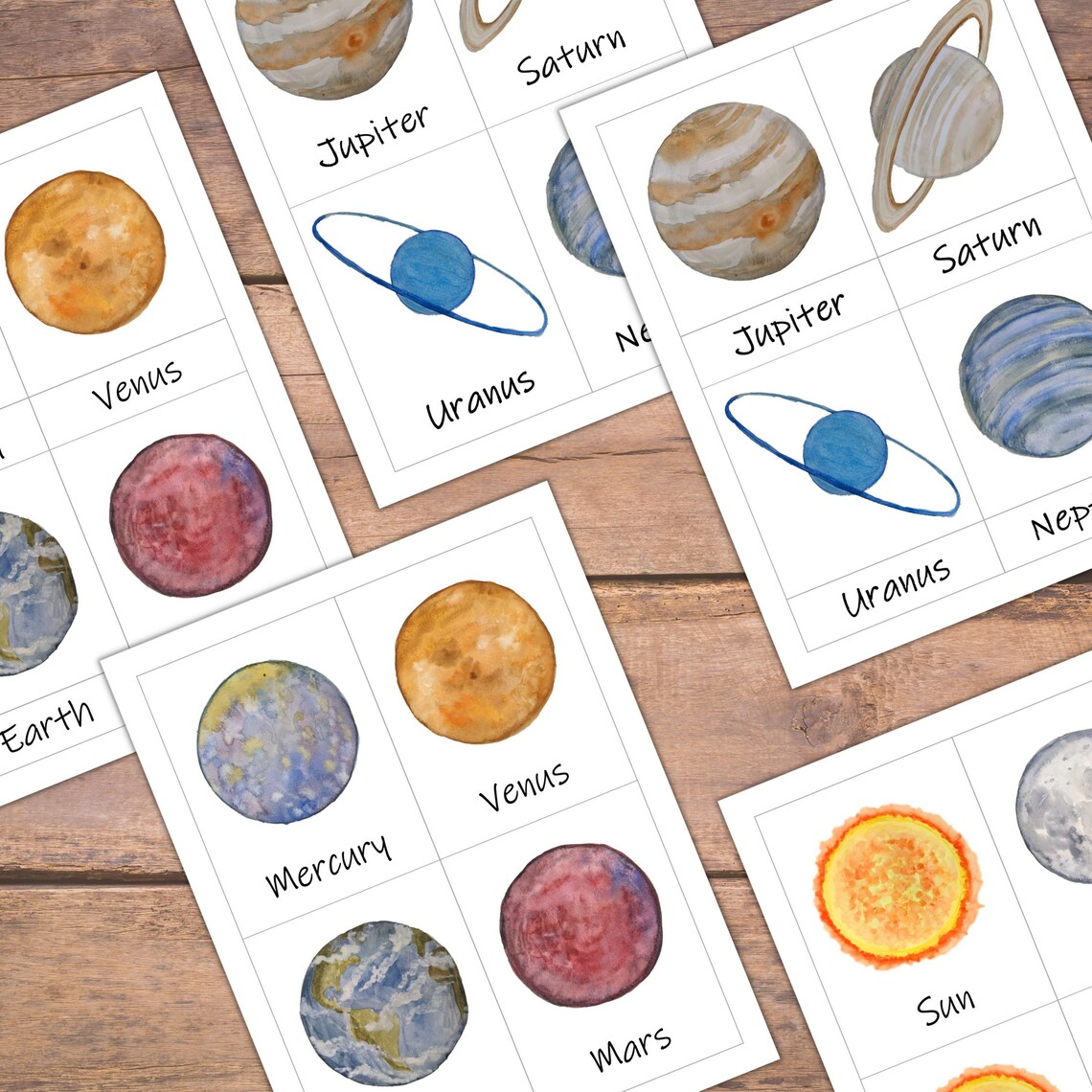 Solar System Three-part Cards: Sun and Planets, Astronomy for Kids ...