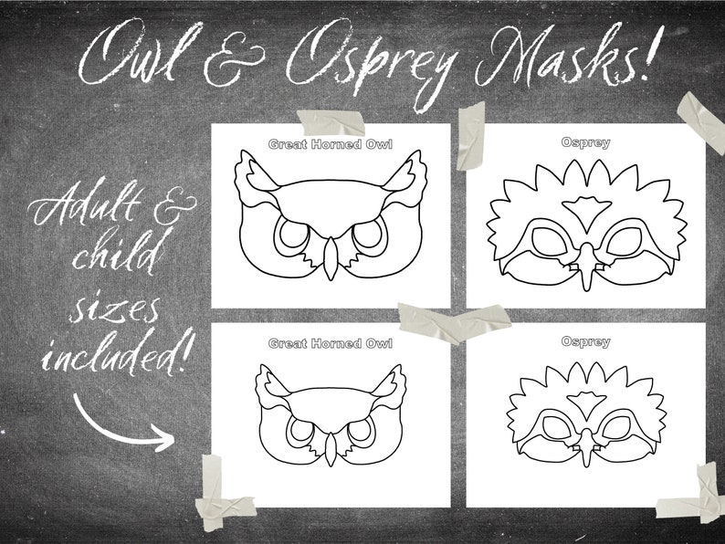 Two Printable Bird Masks: Decorate Your Own Osprey and Owl Masks ...