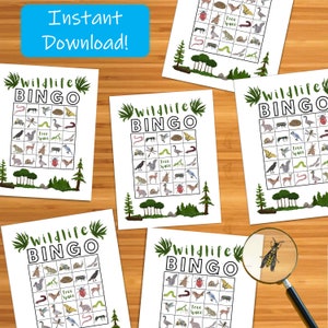 Wildlife Bingo: Printable Game for Kids, Family Road Trips, Class ...