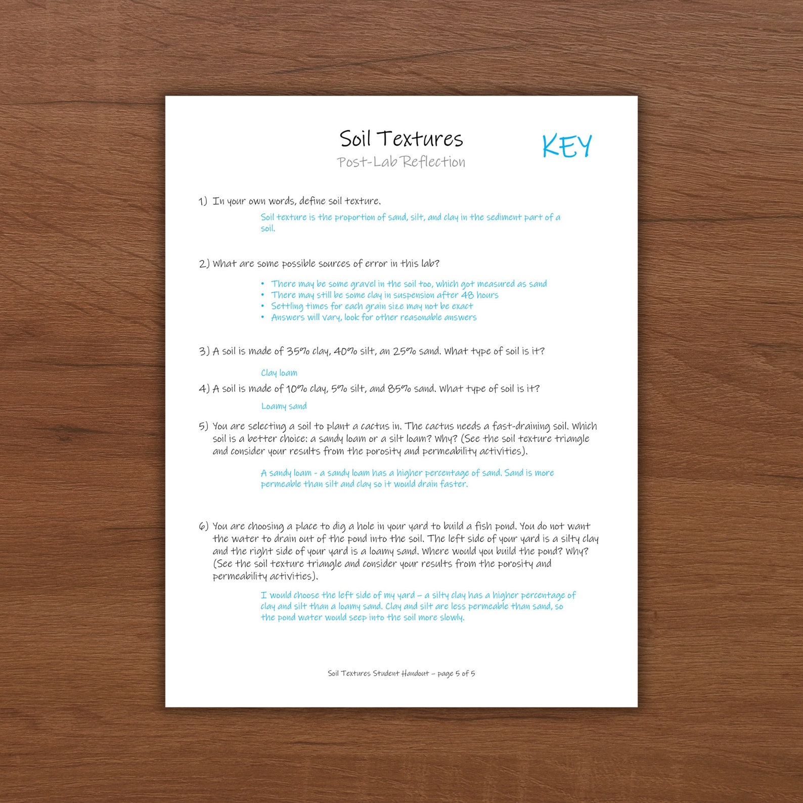 Soil Textures Lab Activities: Science Project With Worksheets, Handouts ...