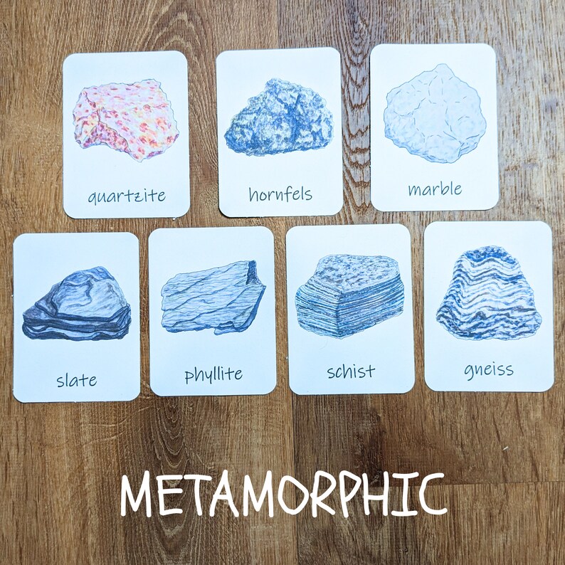 Rock ID Flashcards: Identify Common Igneous, Sedimentary, & Metamorphic ...