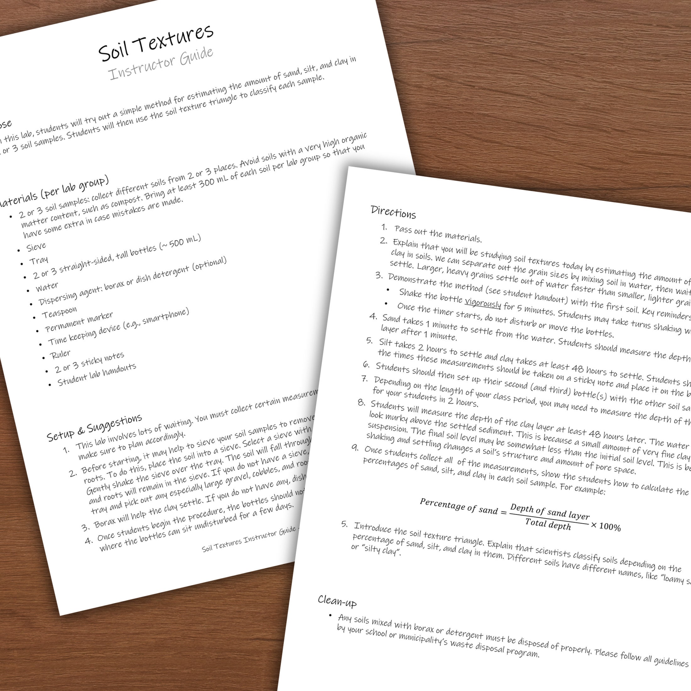Soil Textures Lab Activities: Science Project With Worksheets, Handouts ...