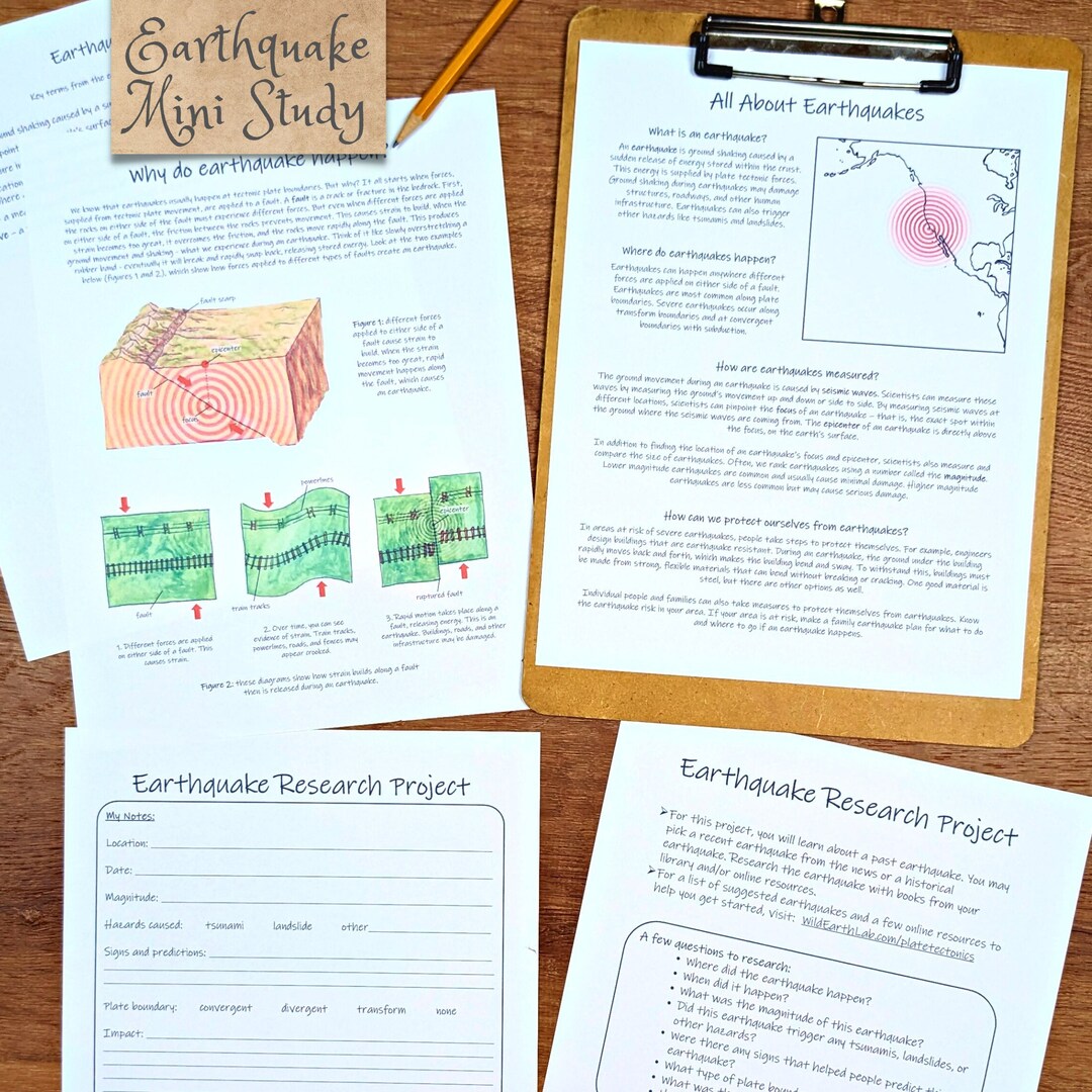 Earthquake Mini-study: Science Worksheets, Homeschool Curriculum (PDF ...