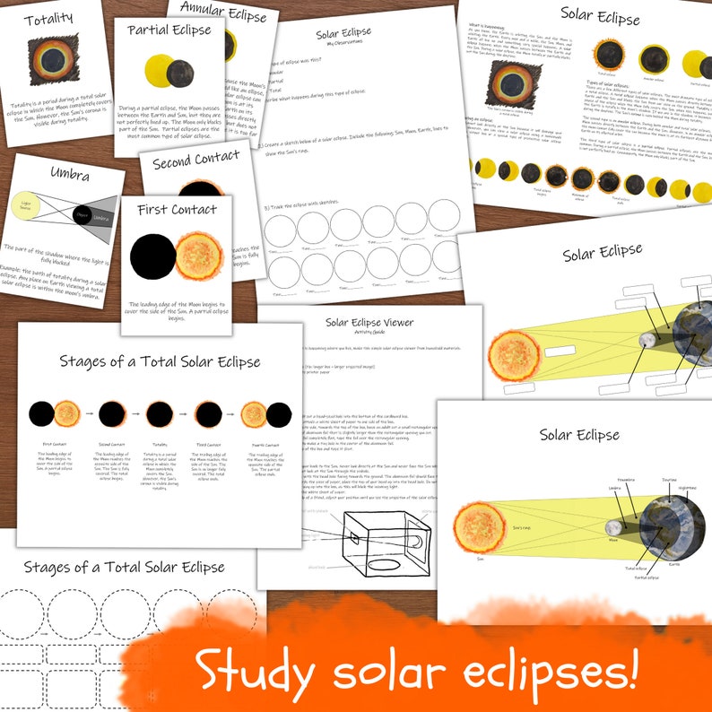 Sun Unit: Solar System, Eclipses, Seasons (PDF Download) - Etsy