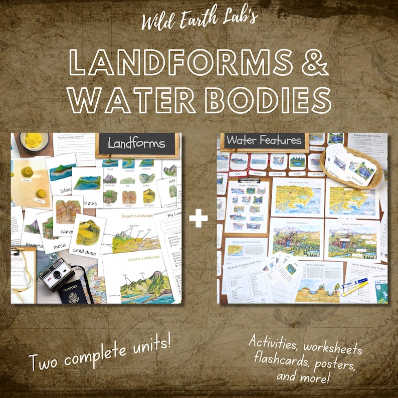 Landforms & Waterbodies Bundle: Homeschool Geography Activities (PDF ...