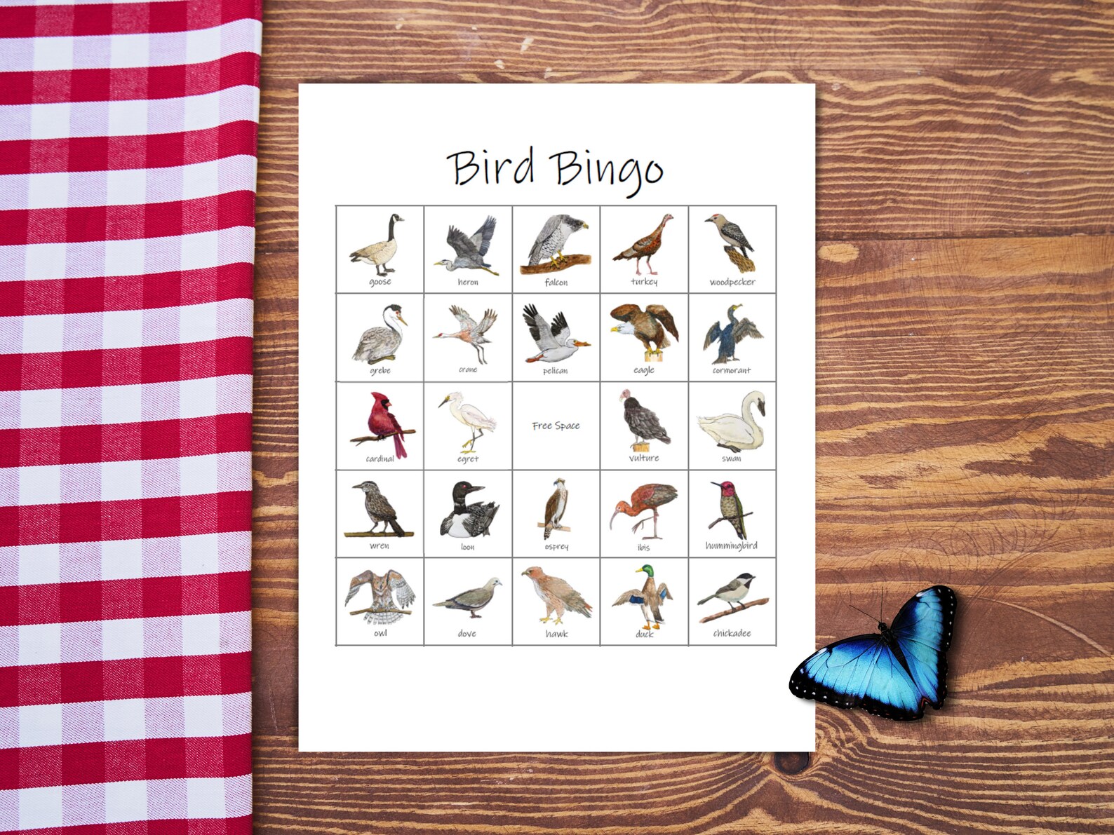 Bird Bingo Set: 20 Unique Bingo Cards With Calling Cards Kids' Birthday ...