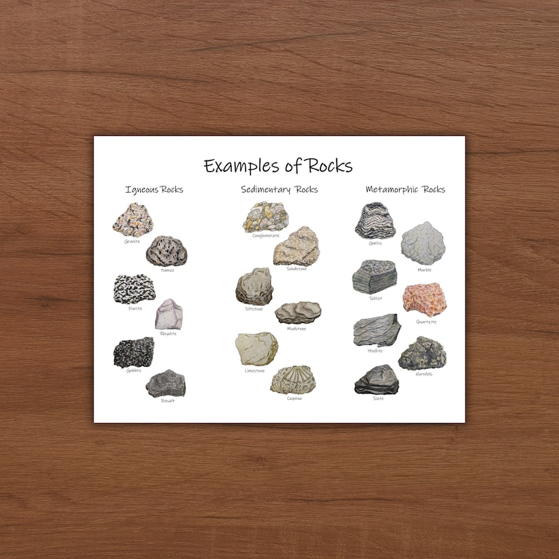 Common Rocks Classroom Poster: Igneous, Sedimentary, & Metamorphic ...