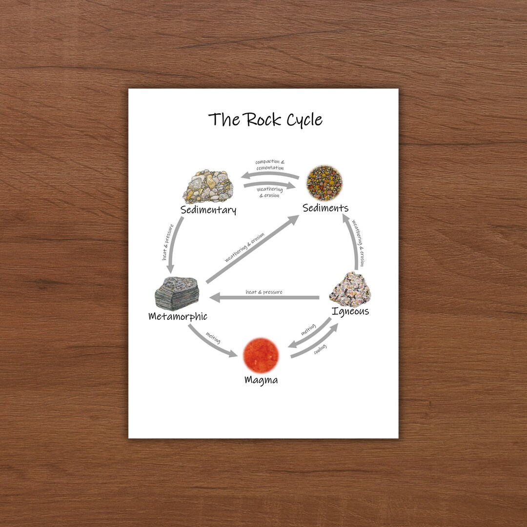 The Rock Cycle Diagram: Classroom Poster for Geology, Earth Science ...