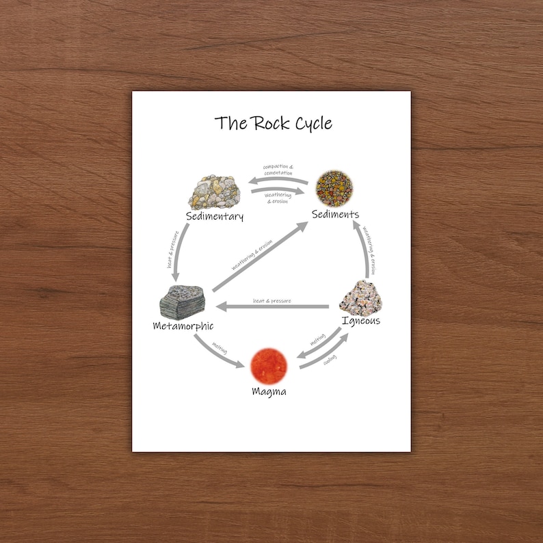 The Rock Cycle Diagram: Classroom Poster for Geology, Earth Science ...