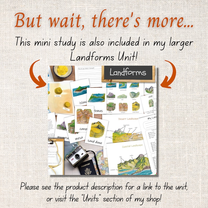 Common Landforms Mini Study: Geography Unit for Kids With Three-part ...