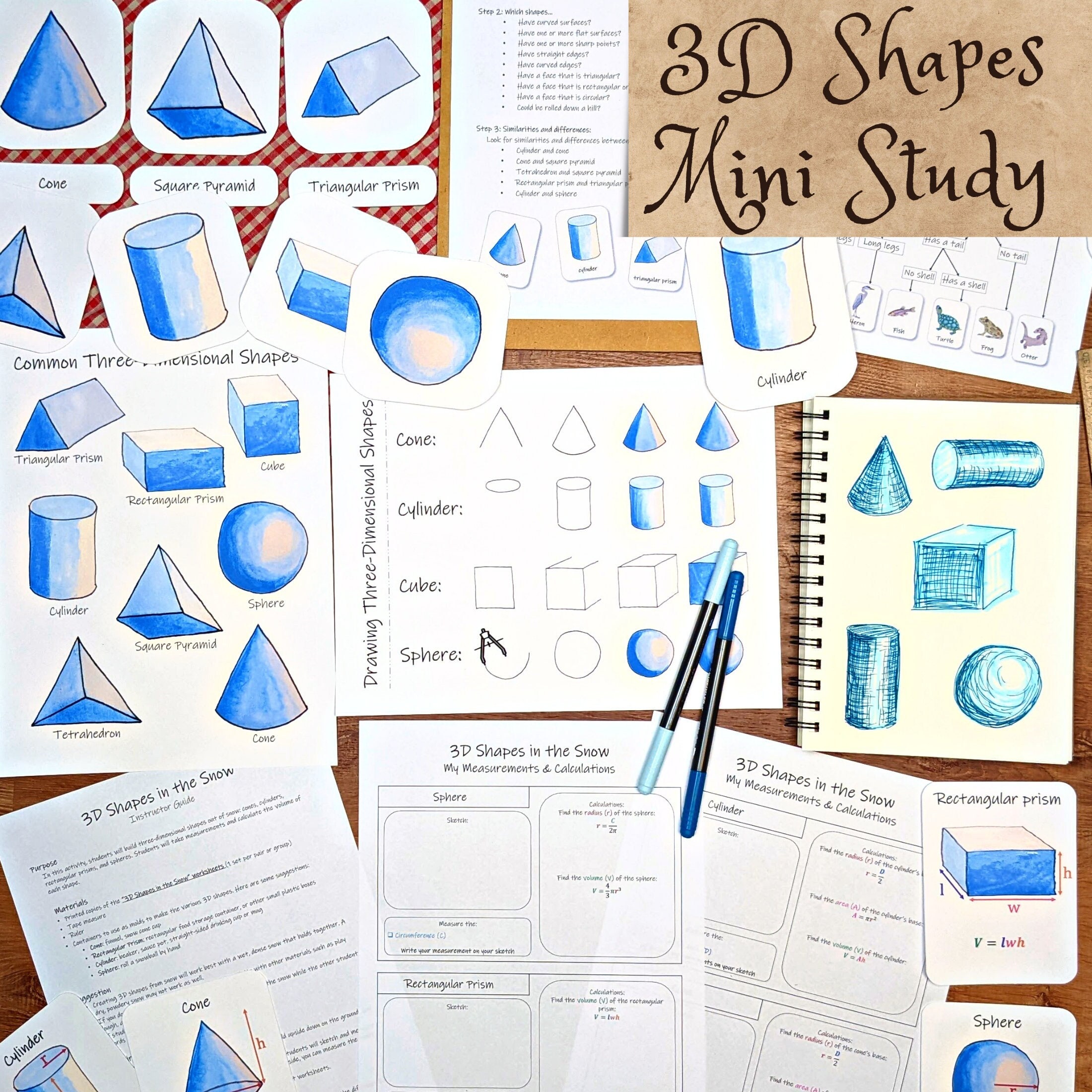 3D Shapes Mini Study: Three-dimensional Shapes Lesson Plan - Etsy