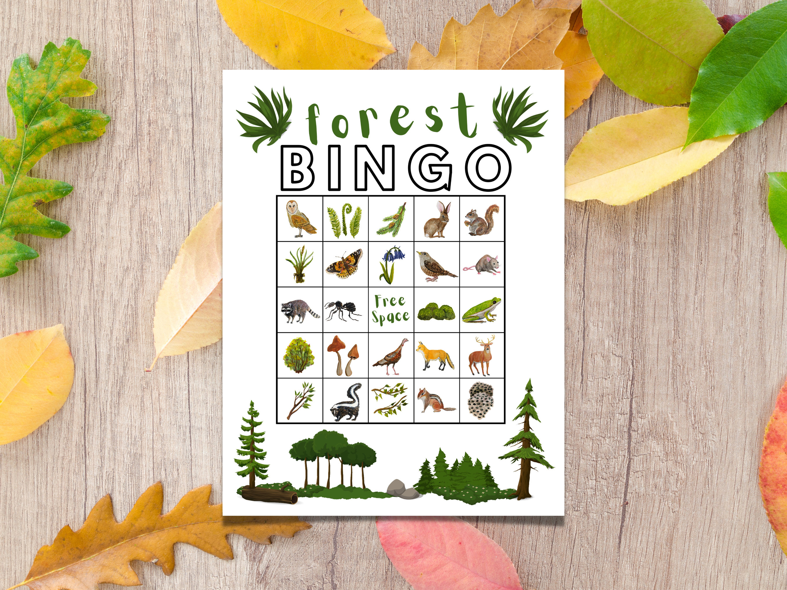 Forest Bingo: Printable Game for Camping, Forest School, Woodland ...