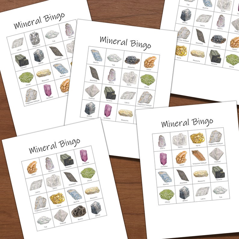 Minerals Bingo: 25 Unique Cards for Classroom Mineral ID Review Game - Etsy