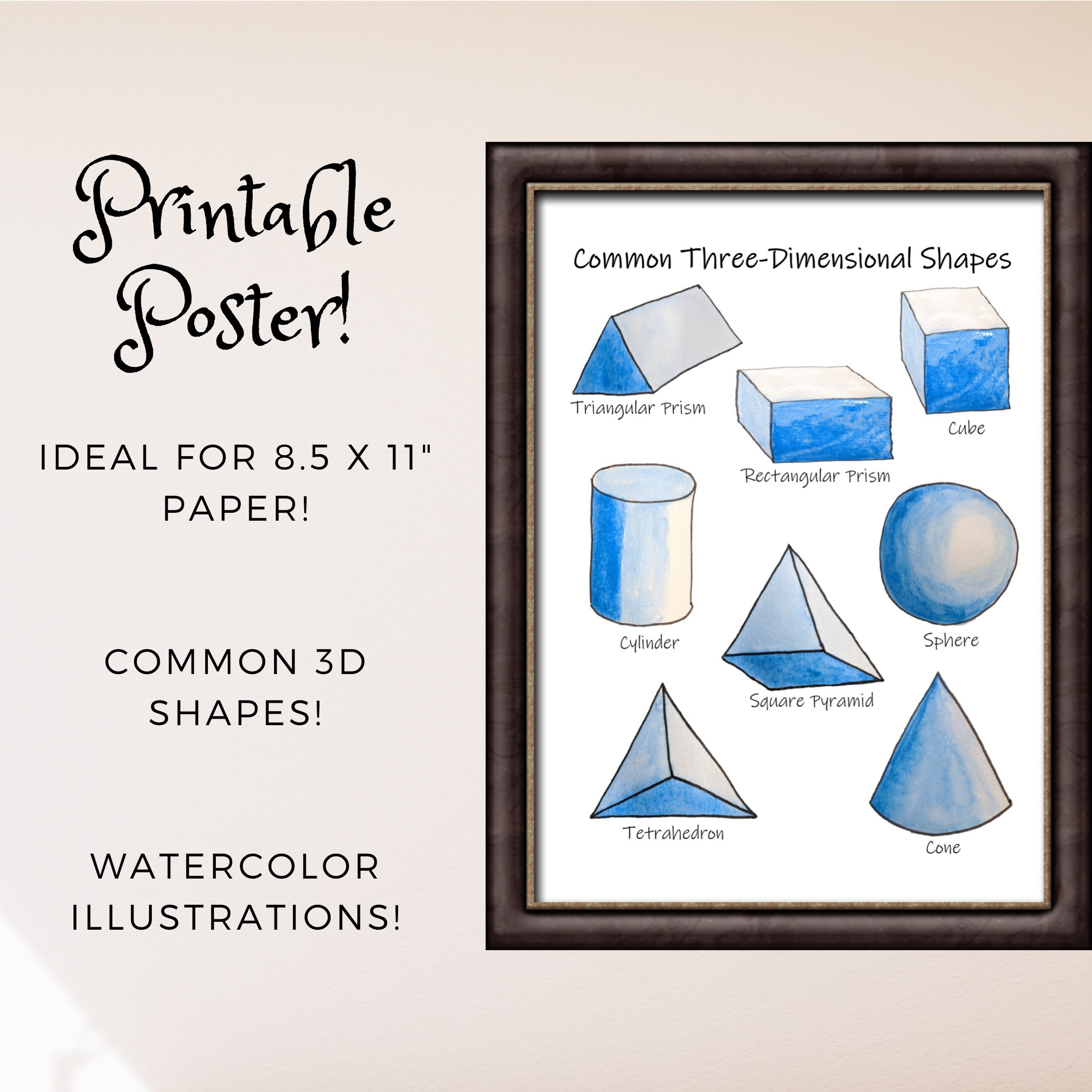 3D Shapes Classroom Poster: common three-dimensional shapes - Etsy España
