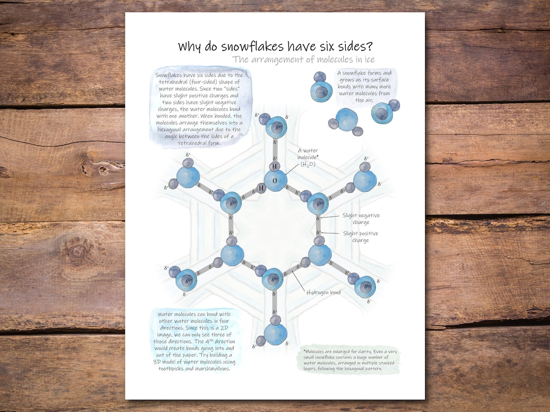Why Do Snowflakes Have Six Sides Classroom Poster, Chemistry Handout ...