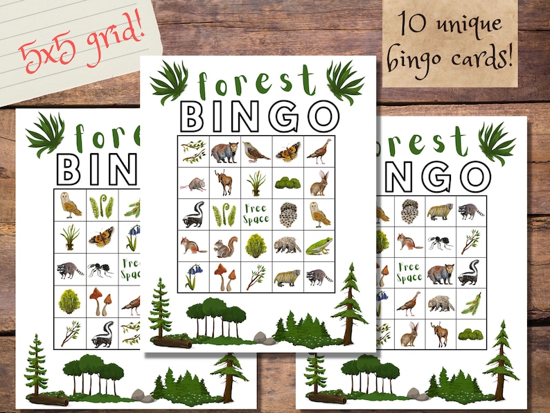 Forest Bingo: Printable Game for Camping, Forest School, Woodland ...