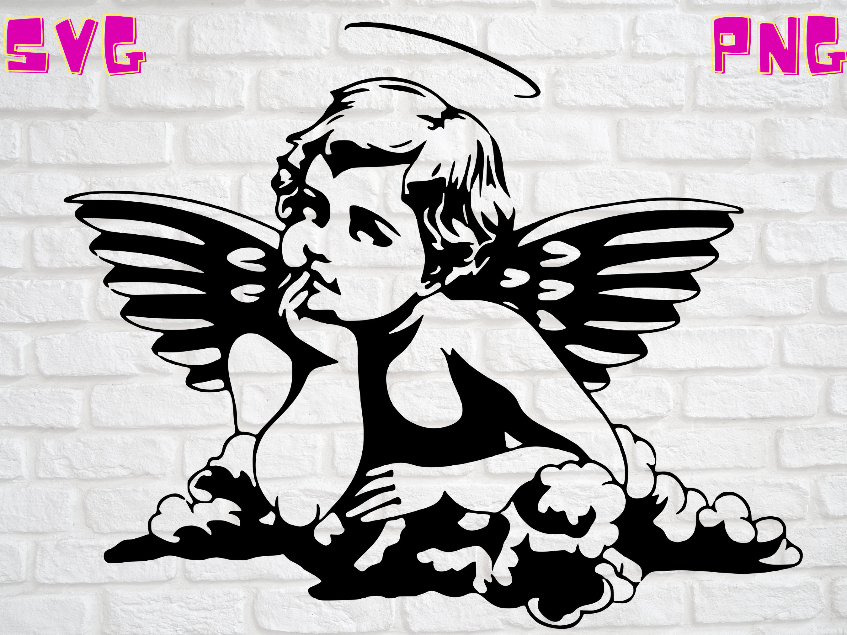 Cute Baby Angel Stencil SVG Solo archivo digital SVG png | Etsy