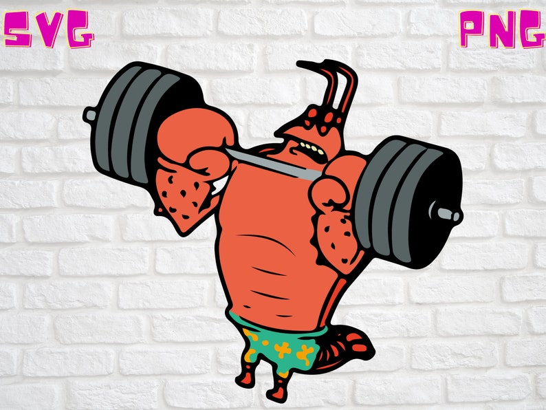 SpongeBob SquarePants Larry The Lobster Weightlifting SVG | Etsy