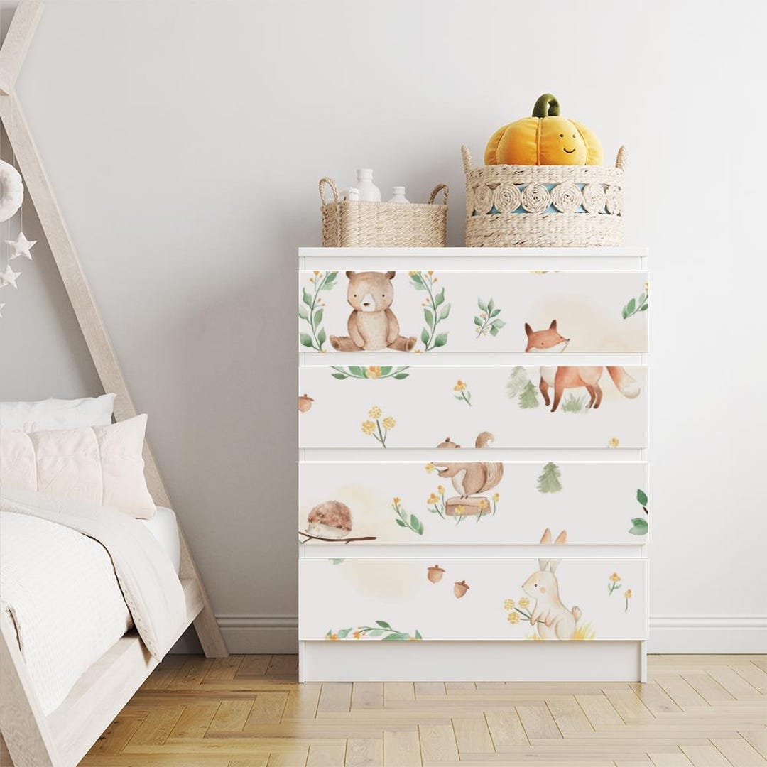 IKEA Malm Forest Animals Decals Dresser Cupboard Sticker Malm Furniture ...
