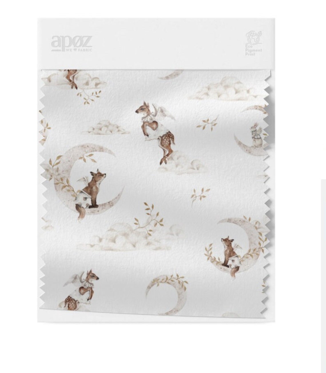 SKY FOREST SMALL White Deer Fabric Fawn Fabric Fox Fabric Deer Cotton ...
