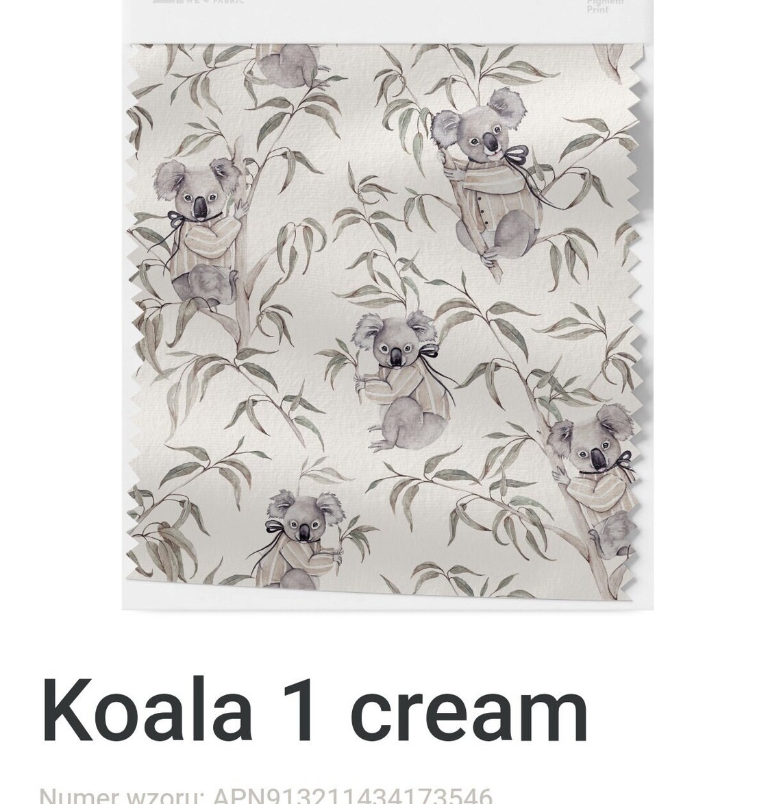 CREAM KOALA Cotton Fabric Koala Bears and Eucalyptus Modern Nursery ...
