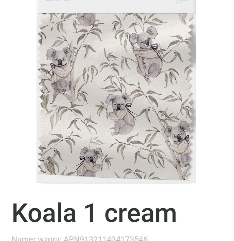 CREAM KOALA Cotton Fabric Koala Bears and Eucalyptus Modern Nursery ...