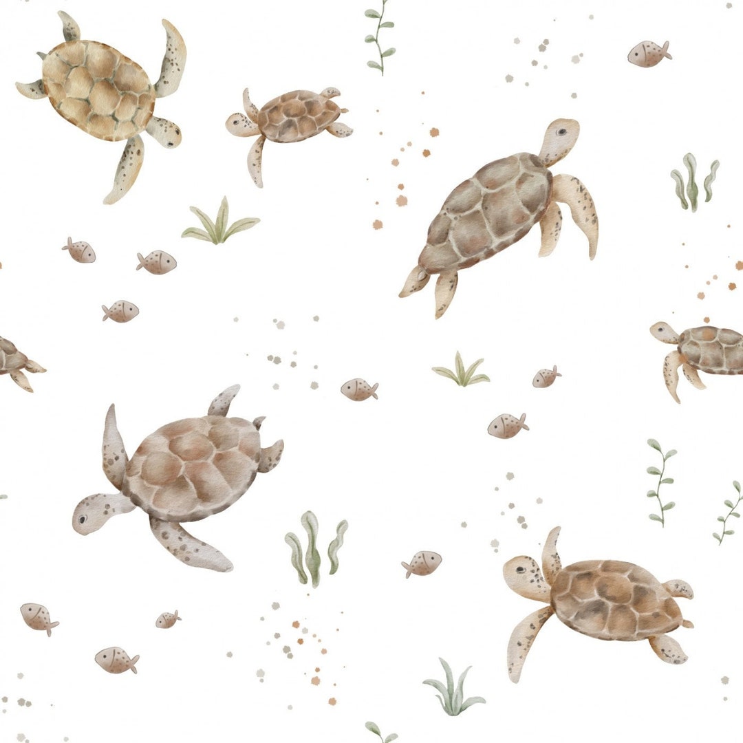 TURTLE Fabric Underwater Fabric Gender Neutral Muslin Underwater Cotton ...