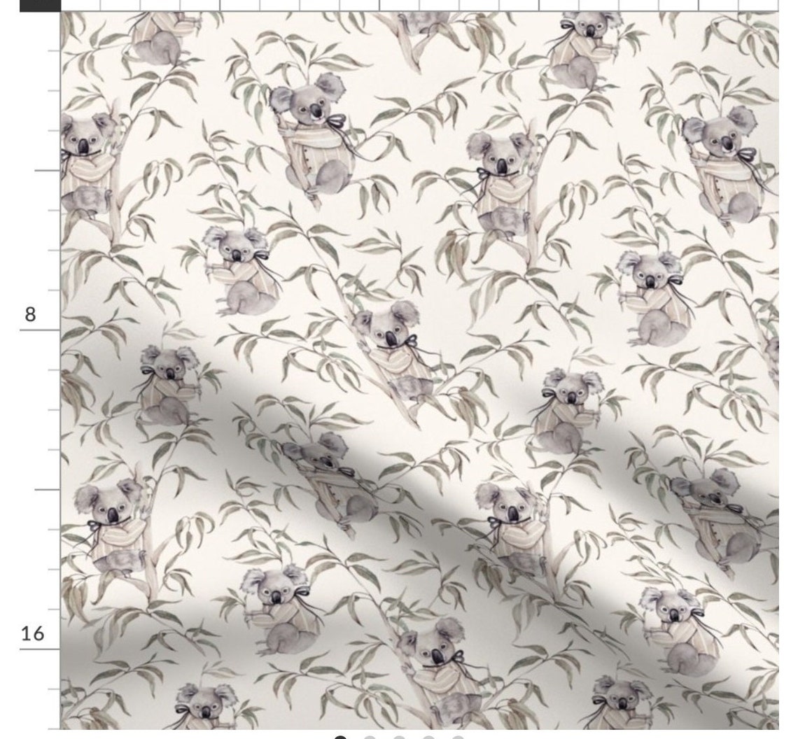 CREAM KOALA Cotton Fabric Koala Bears and Eucalyptus Modern Nursery ...