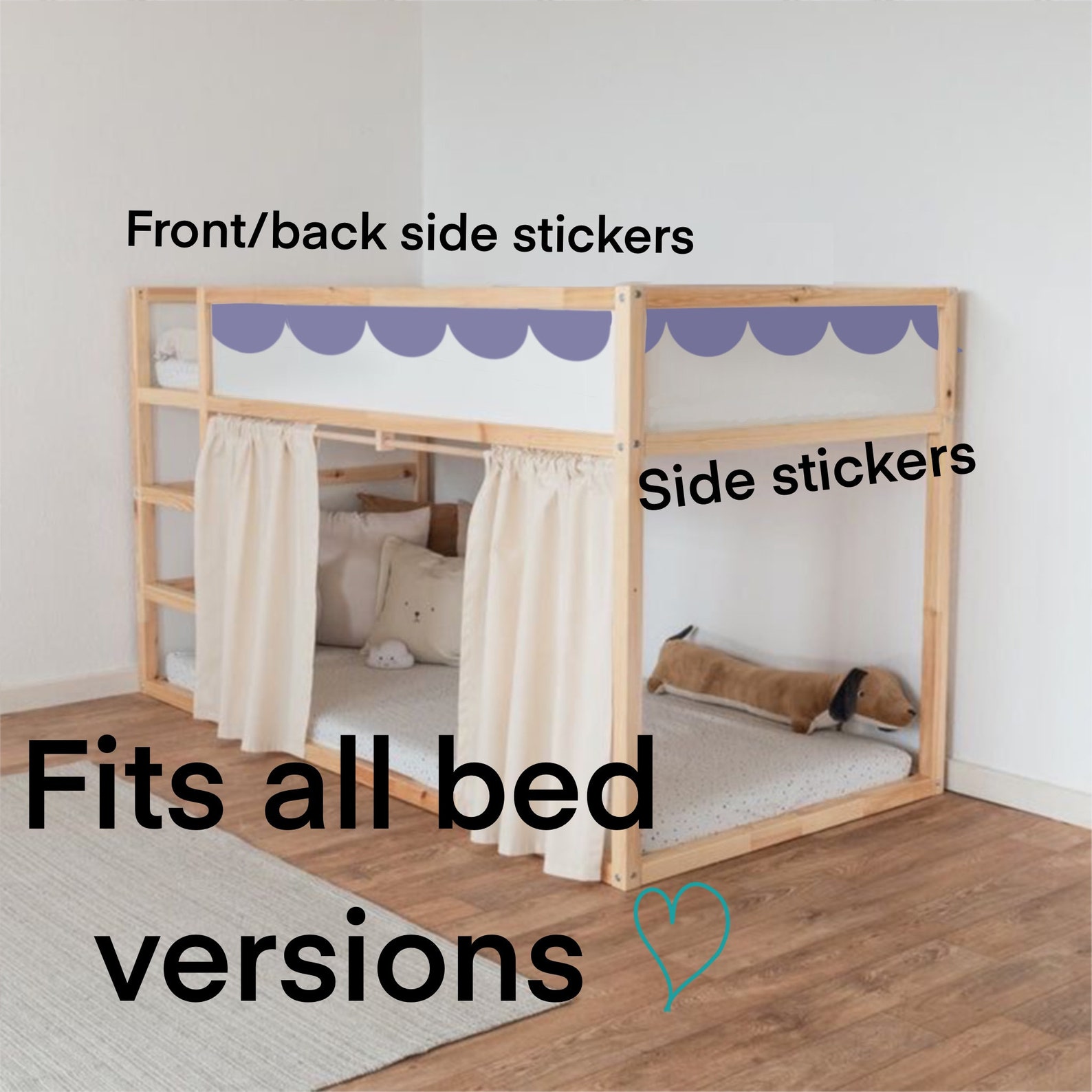 SCALLOP Bed Sticker Kura Children's Bed Ikea Kura Bed Furniture Film ...