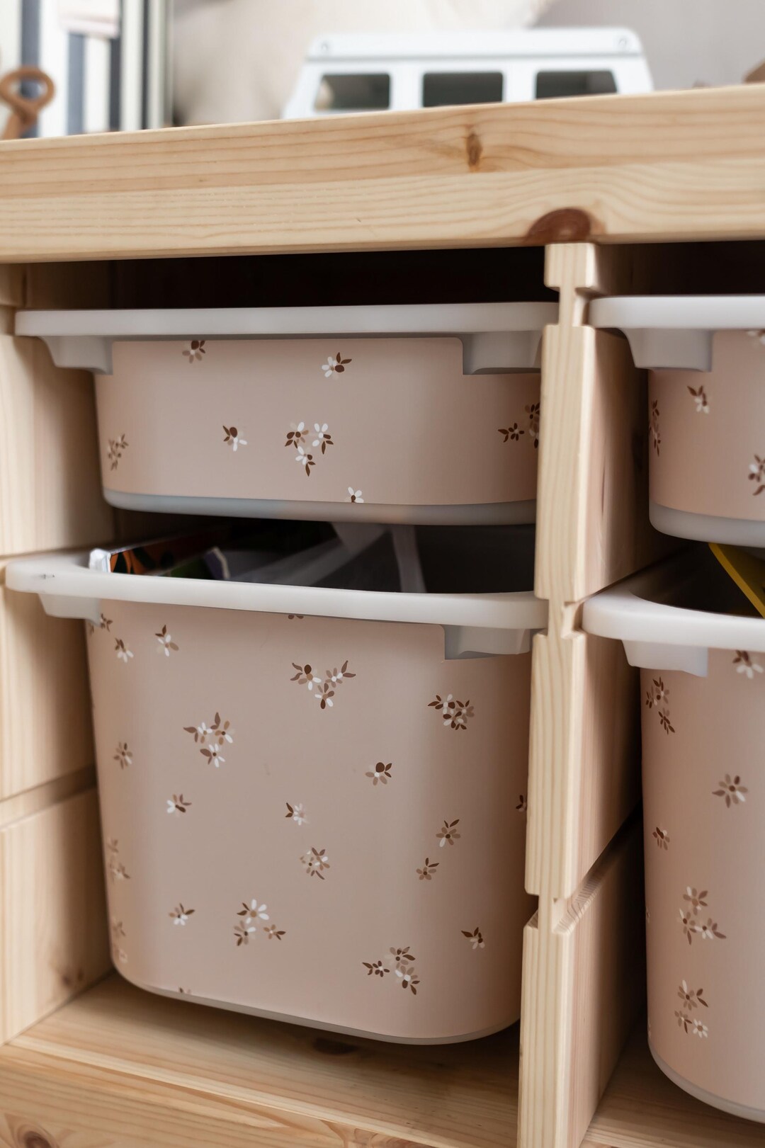 Floral Retro Decals TROFAST Sticker Floral Vintage TROFAST Bin Wraps ...