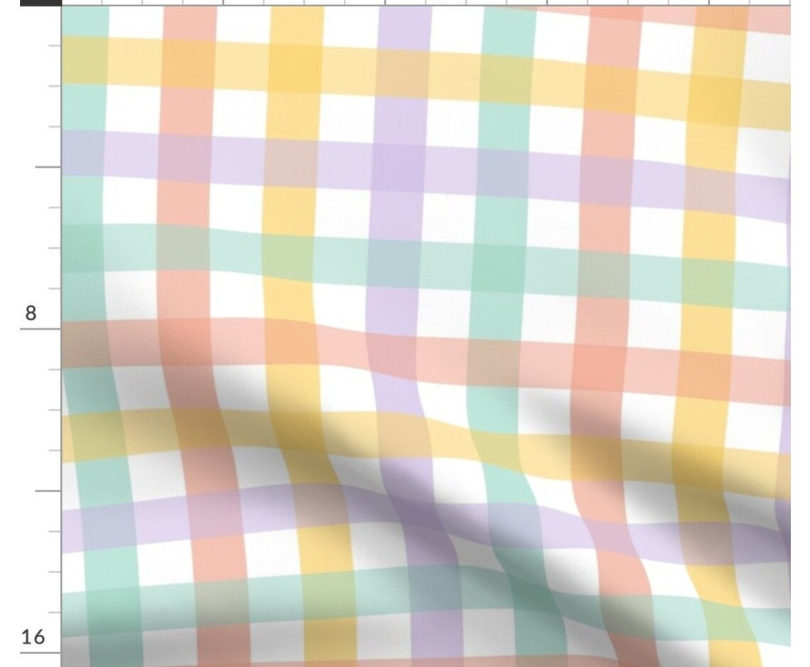Cottagecore GINGHAM Handdrawn Gingham Fabric Gingham Pastel Color ...