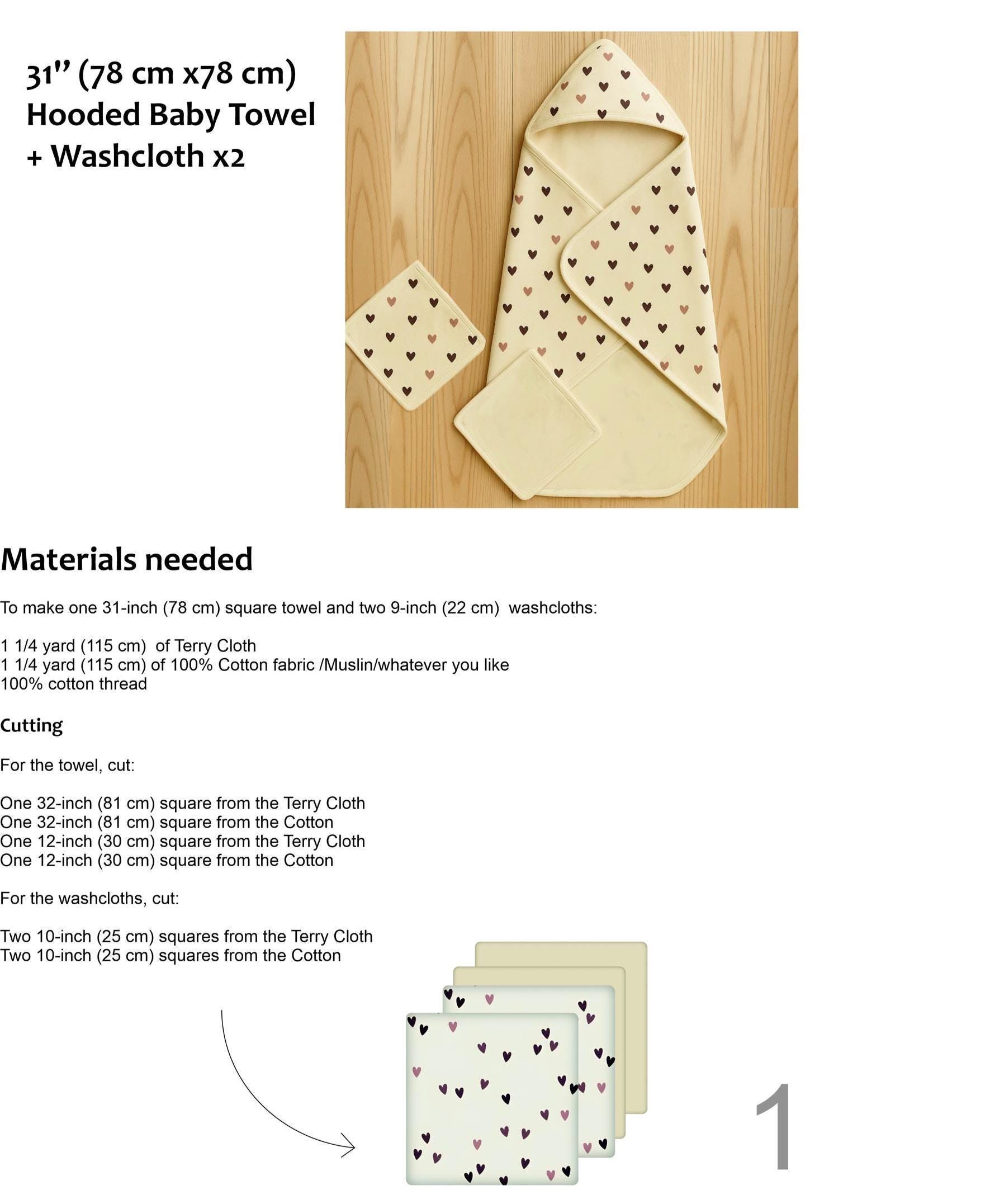 31" Hooded Baby Towel Pattern Digital Baby Towel Sewing Pattern Baby ...