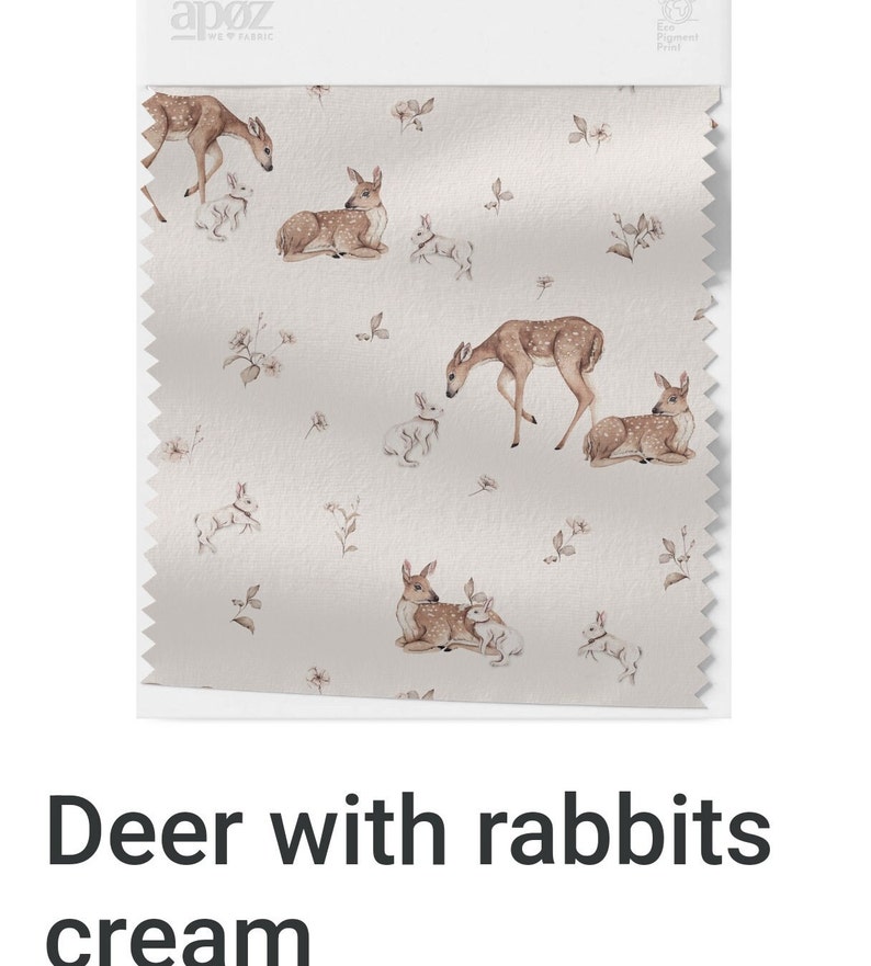 FOREST FRIENDS BEIGE Rabbit Deer Fabric Fawn Fabric Bunny Fabric Deer ...