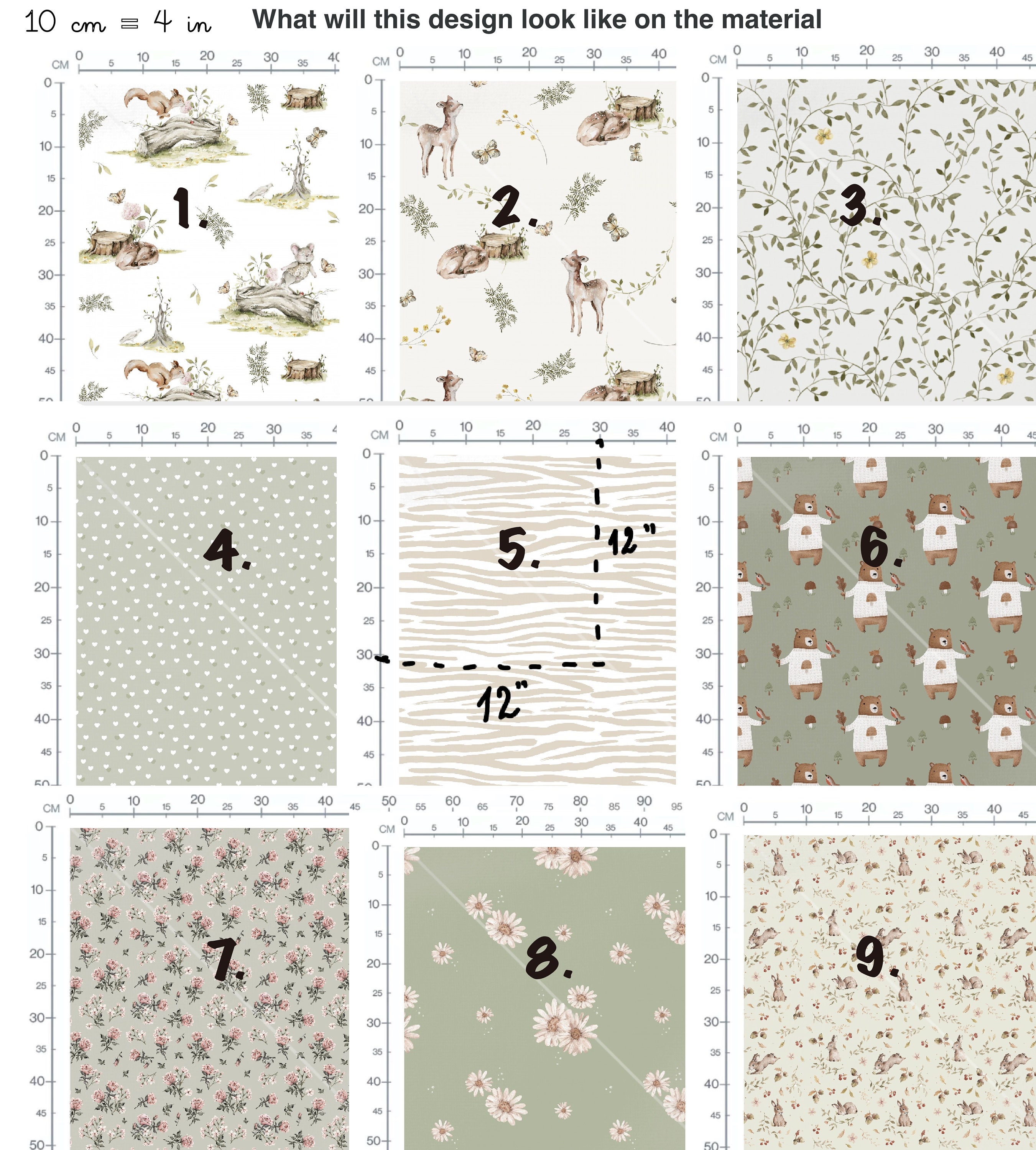 Sage Green Fabric Bundle Fat Quarters Fabric by the Half Yard Woodland ...
