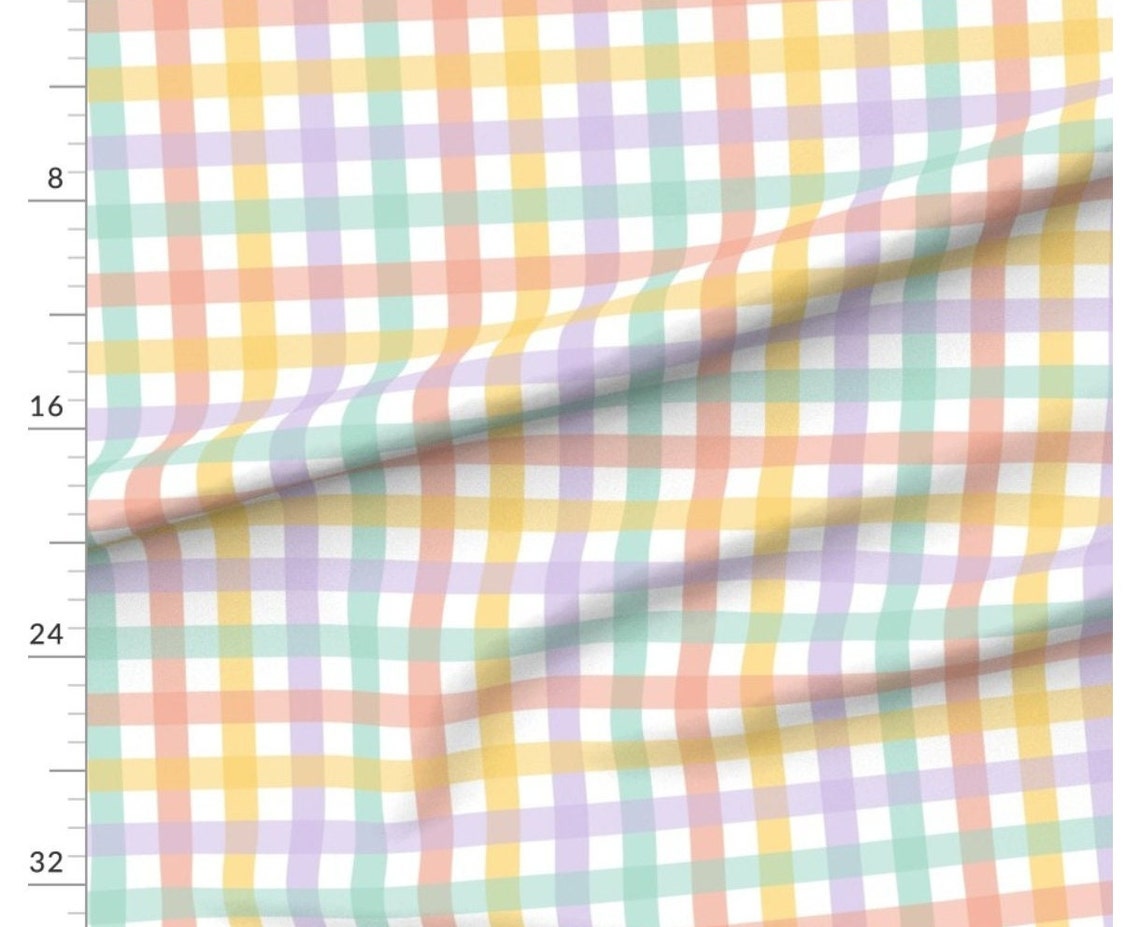 Cottagecore GINGHAM Handdrawn Gingham Fabric Gingham Pastel Color ...