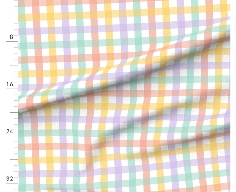 Cottagecore GINGHAM Handdrawn Gingham Fabric Gingham Pastel Color ...