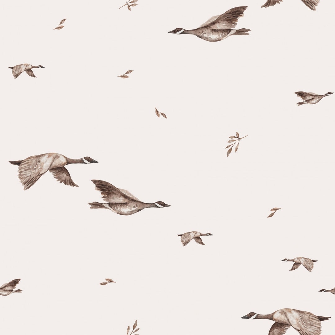 Wild Geese Children’s Fabric GEESE French Terry Goose Rib Jersey Geese ...